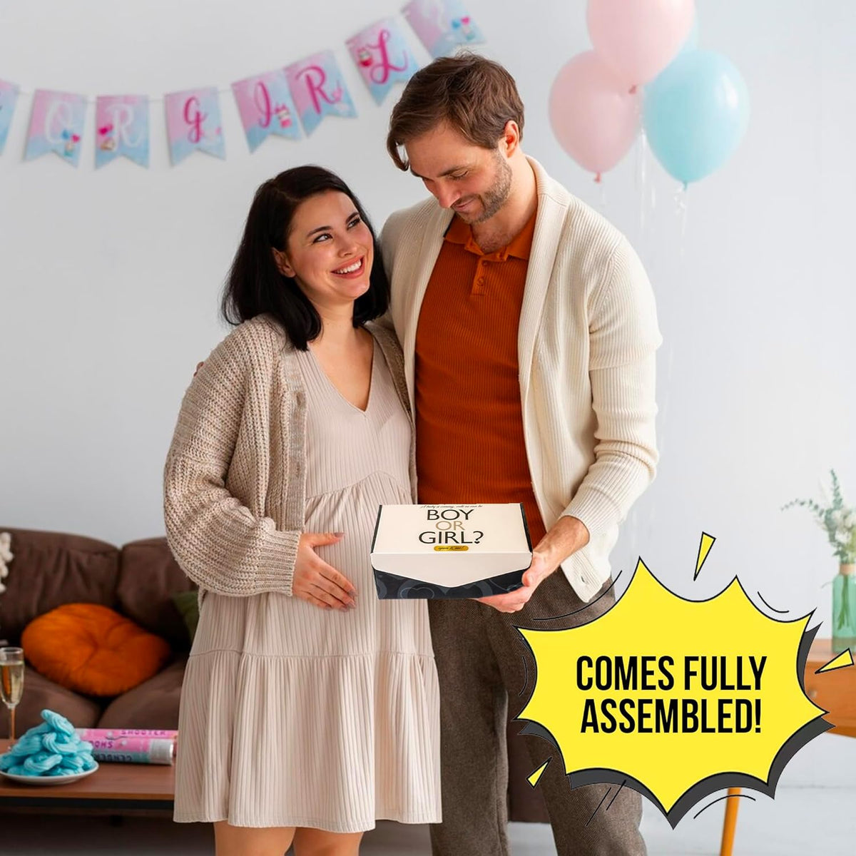 Gender Reveal Surprise Box Kit for Boy or Girl with Pop-Up Flying Popp ...